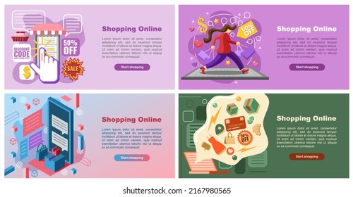 Shopping Online Vector Set Collection Graphic Stock Vector (Royalty ...