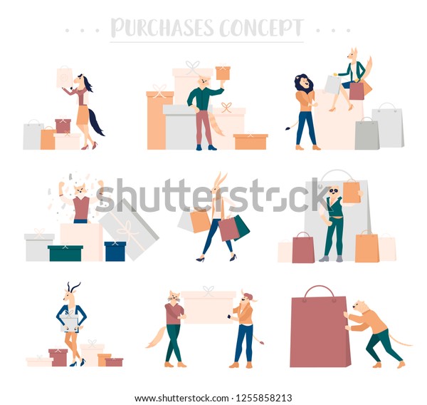 Shopping People Vector Concept Purchase Illustration Stock Vector ...
