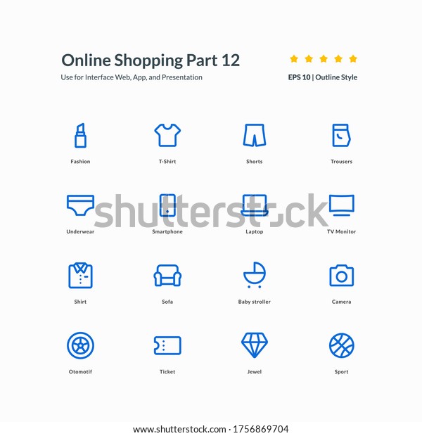Shopping Product Category Icon Set App Stock Vector (Royalty Free ...