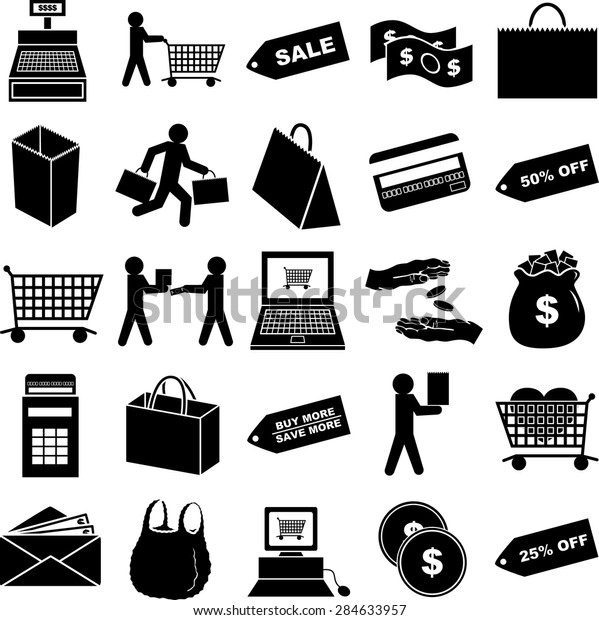 Shopping Symbols Set Stock Vector (Royalty Free) 284633957 | Shutterstock