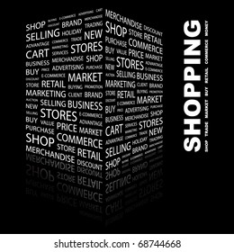 Shopping Word Collage On Black Background Stock Vector (Royalty Free ...