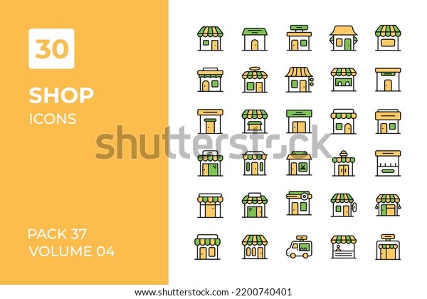 Shops Icons Collection Set Contains Such Stock Vector (Royalty Free ...