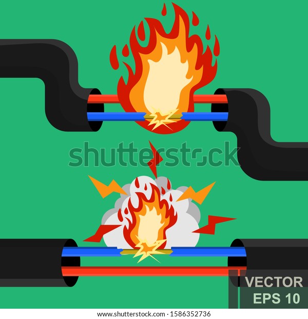 Short Circuit Electricity Wire Fire Your Stock Vector (Royalty Free ...