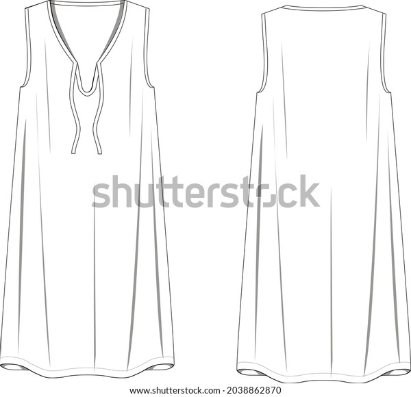 Short Dress Technical Drawing Cad Vector Stock Vector (Royalty Free ...