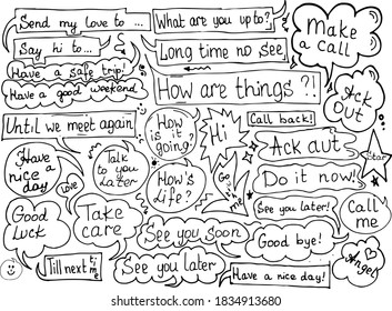 Short Messages Comic Style Doodle Drawings Stock Vector (Royalty Free ...