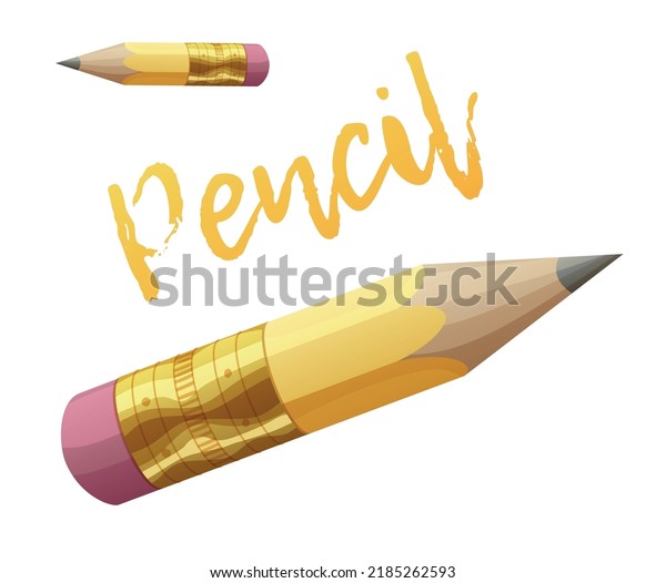 Short Yellow Pencil Vector Icon Isolated Stock Vector (Royalty Free ...