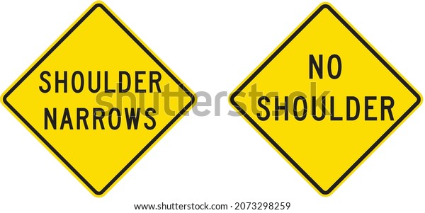 Shoulder Narrows Sign No Shoulder Sign Stock Vector (Royalty Free ...