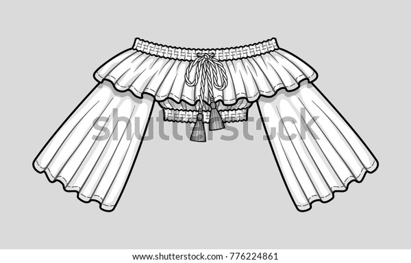 Shoulderless Smocked Cropped Top Ruffle Neckline Stock Vector (Royalty ...