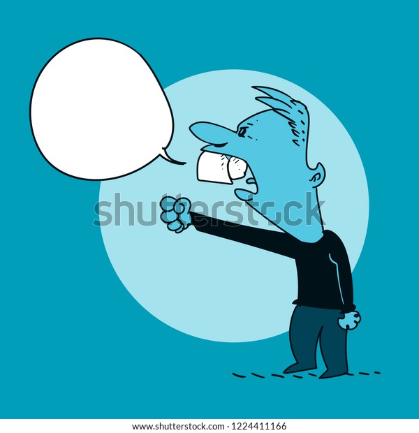 Shouting Cartoon Man Vector Illustration Angry Stock Vector (Royalty ...