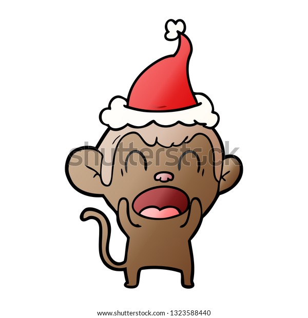 Shouting Hand Drawn Gradient Cartoon Monkey Stock Vector (Royalty Free ...