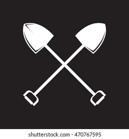 Shovel Monochrome Vector Illustration Black Background Stock Vector ...