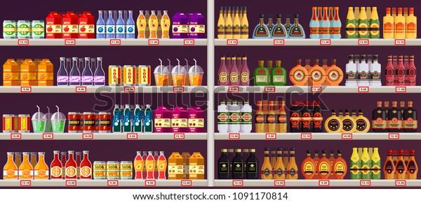 Showcase Stall Drinks Alcohol Shop Stock Vector (Royalty Free) 1091170814