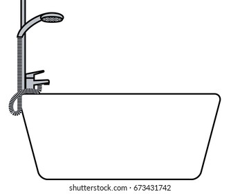 Shower Bathtub Side View Stock Vector (Royalty Free) 673431742 ...