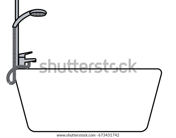 Shower Bathtub Side View Stock Vector (Royalty Free) 673431742 ...