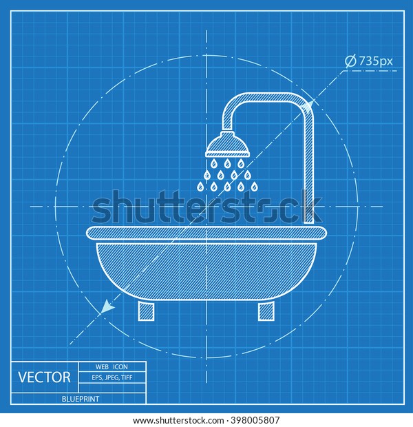 Shower Blueprint Icon Bathroom Symbol Stock Vector (Royalty Free ...