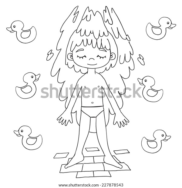 Showering Vector Drawing Stock Vector (Royalty Free) 227878543