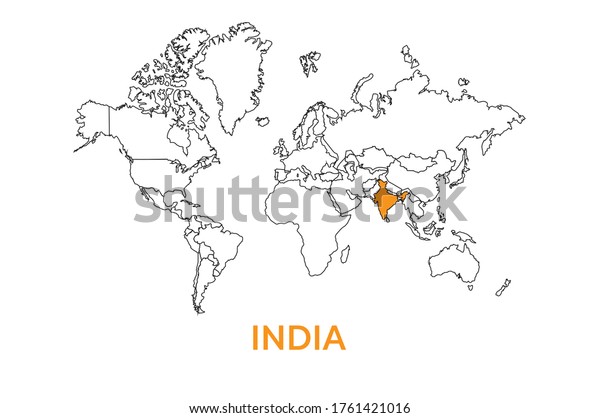Showing India Map World Map Yellow Stock Vector (Royalty Free ...
