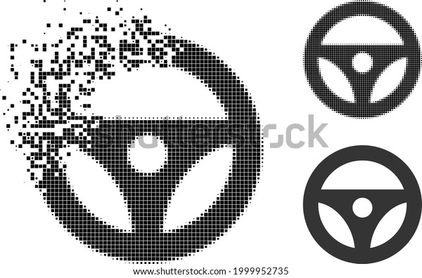 Shredded Pixelated Car Steering Wheel Pictogram Stock Vector (Royalty ...