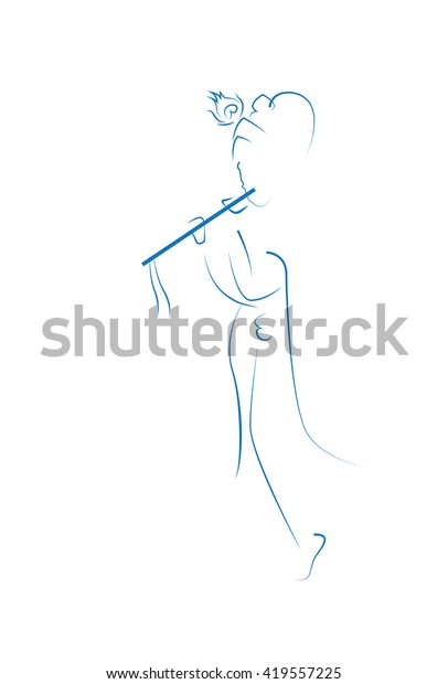 Shri Krishna Line Art Stock Vector (Royalty Free) 419557225