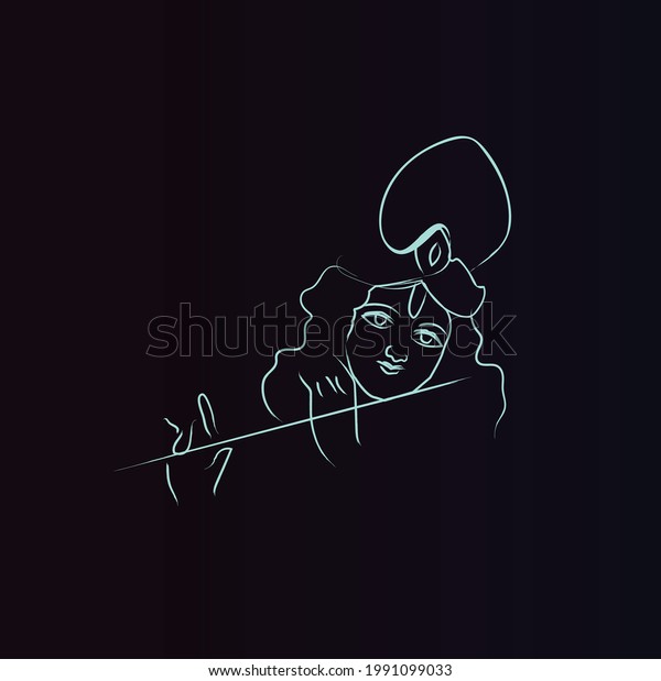 Shri Krishna Line Art Vector Design Stock Vector (Royalty Free ...