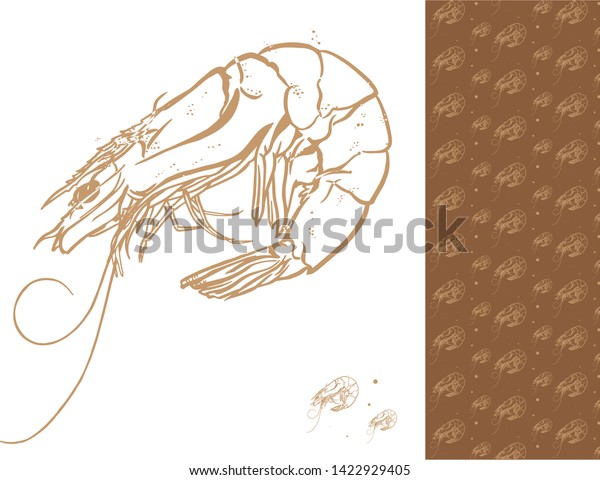 Shrimp Scampi Vector Outline Drawing 스톡 벡터(로열티 프리) 1422929405 ...