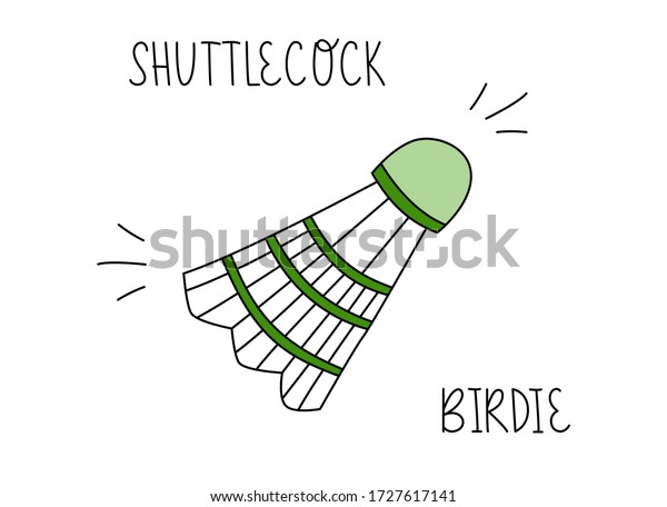 Shuttlecock Hand Drawn Sketch Flat Colorful Stock Vector (Royalty Free ...