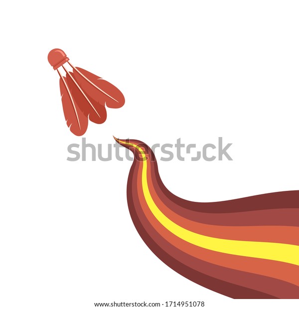 Shuttlecock Icon Red Feathers Isolated On Stock Vector (Royalty Free ...