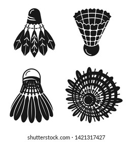 Shuttlecock Icons Set Simple Set Shuttlecock 스톡 일러스트 1453835252 ...