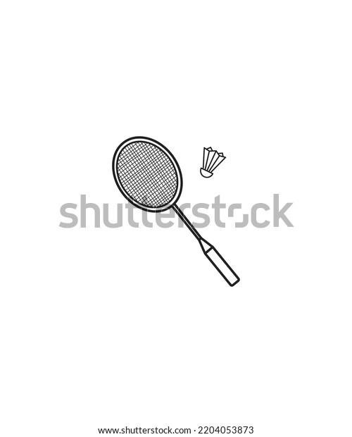 Shuttlecock Rackets Vector Line Art Isolated Stock Vector (Royalty Free ...