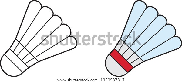 Shuttlecock Vector Drawing Cartoon Line Art Stock Vector (Royalty Free ...