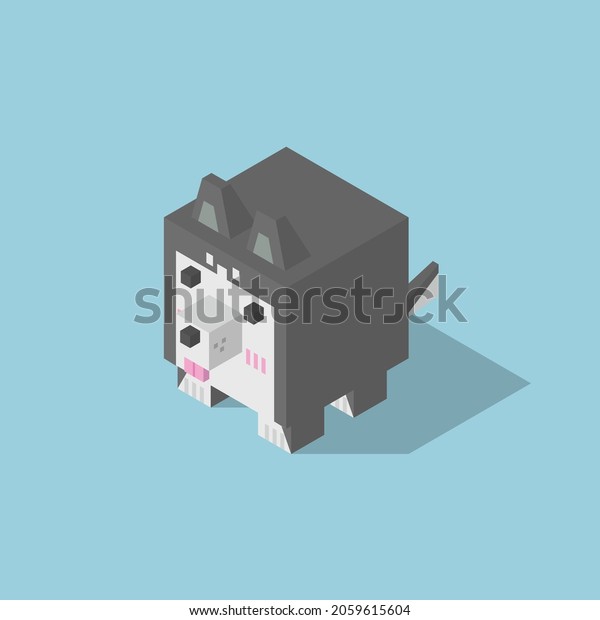 Siberian Husky Dog Cubic Isometric On Stock Vector (Royalty Free ...
