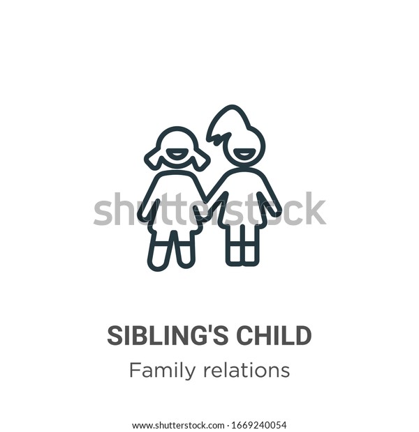 Siblings Child Outline Vector Icon Thin Stock Vector (Royalty Free ...