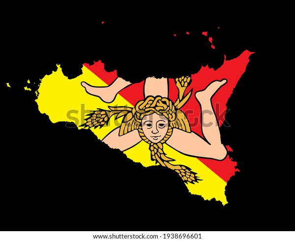 Sicily Vector Map Silhouette Illustration Isolated Stock Vector ...