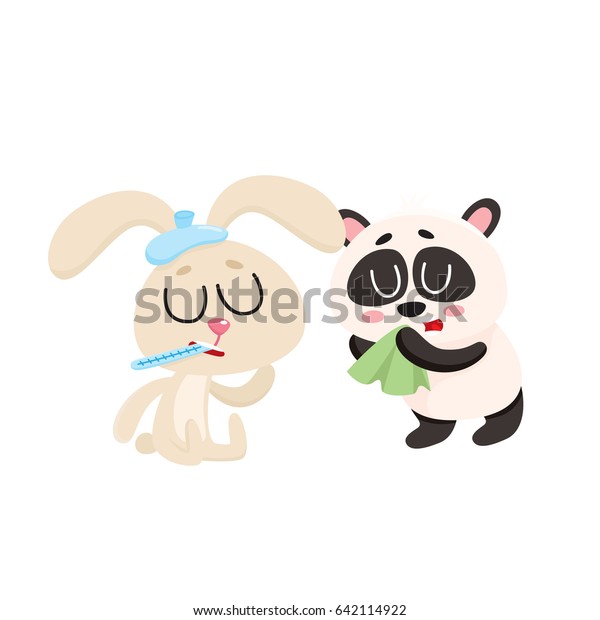 Sick Baby Rabbit Panda Bear Having Stock Vector (Royalty Free) 642114922