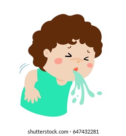 Sick Boy Vomiting Cartoon Vector Illustration 스톡 벡터(로열티 프리) 648101782 ...