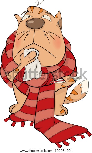 Sick Cat Cartoon Stock Vector (Royalty Free) 102084004
