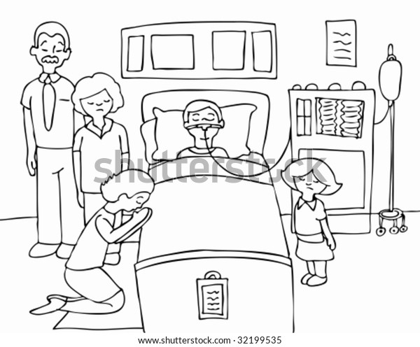 Sick Child Line Art Stock Vector (Royalty Free) 32199535 | Shutterstock
