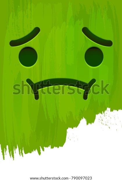 Sick Disgusted Smiley Face On Green Stock Vector (Royalty Free ...