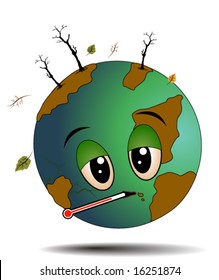 Vektor Stok Sick Earth Vector (Tanpa Royalti) 16251874 | Shutterstock