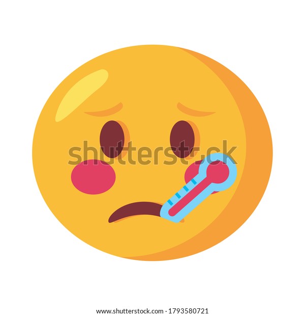 Sick Emoji Face Thermometer Classic Flat Stock Vector (Royalty Free ...