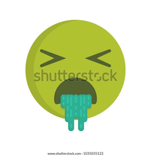 Vektor Stok Sick Emoticon Vomiting Vector Emoji Smiley (Tanpa Royalti ...