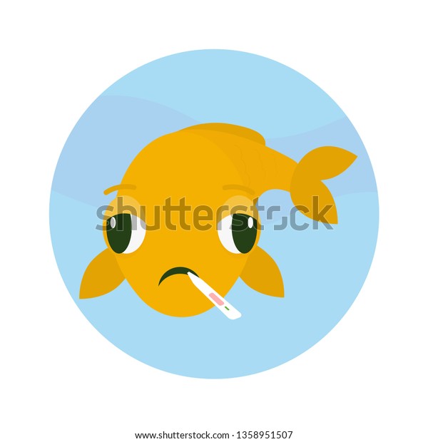 Sick fish in water. Vector cartoon illustration for Veterinary Medicine ...