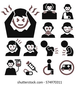 Sick Icon Set Stock Vector (Royalty Free) 574970311 | Shutterstock