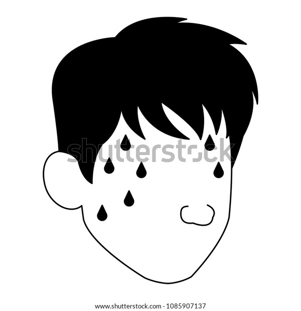 Sick Man Face On Black White Stock Vector (Royalty Free) 1085907137 ...