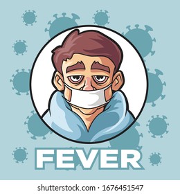 Sick Man Fever Character Vector Cartoon Stock Vector (Royalty Free ...