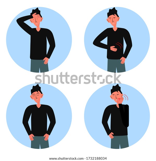 Sick Man Headache Toothache Rashes On Stock Vector (Royalty Free ...