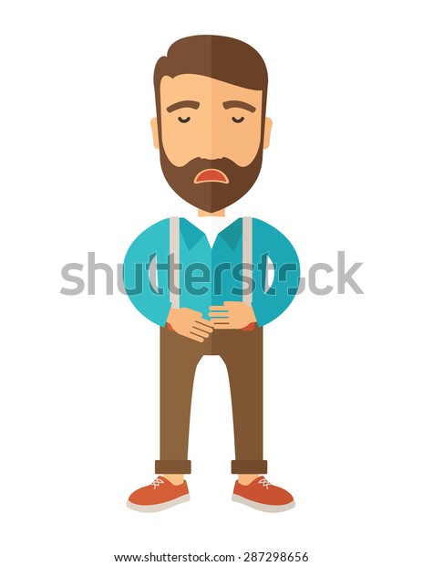 Sick Man Standing While Holding His Stock Vector (Royalty Free ...