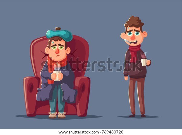 Sick Man Unhappy Character Vector Cartoon Stock Vector (Royalty Free ...