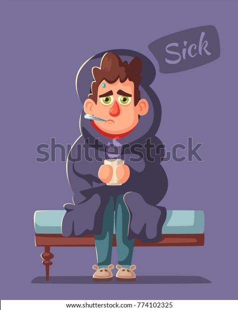 Sick Man Unhappy Character Vector Cartoon Stock Vector (Royalty Free ...