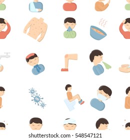 Sick Pattern Icons Cartoon Style Big Stock Vector (Royalty Free ...